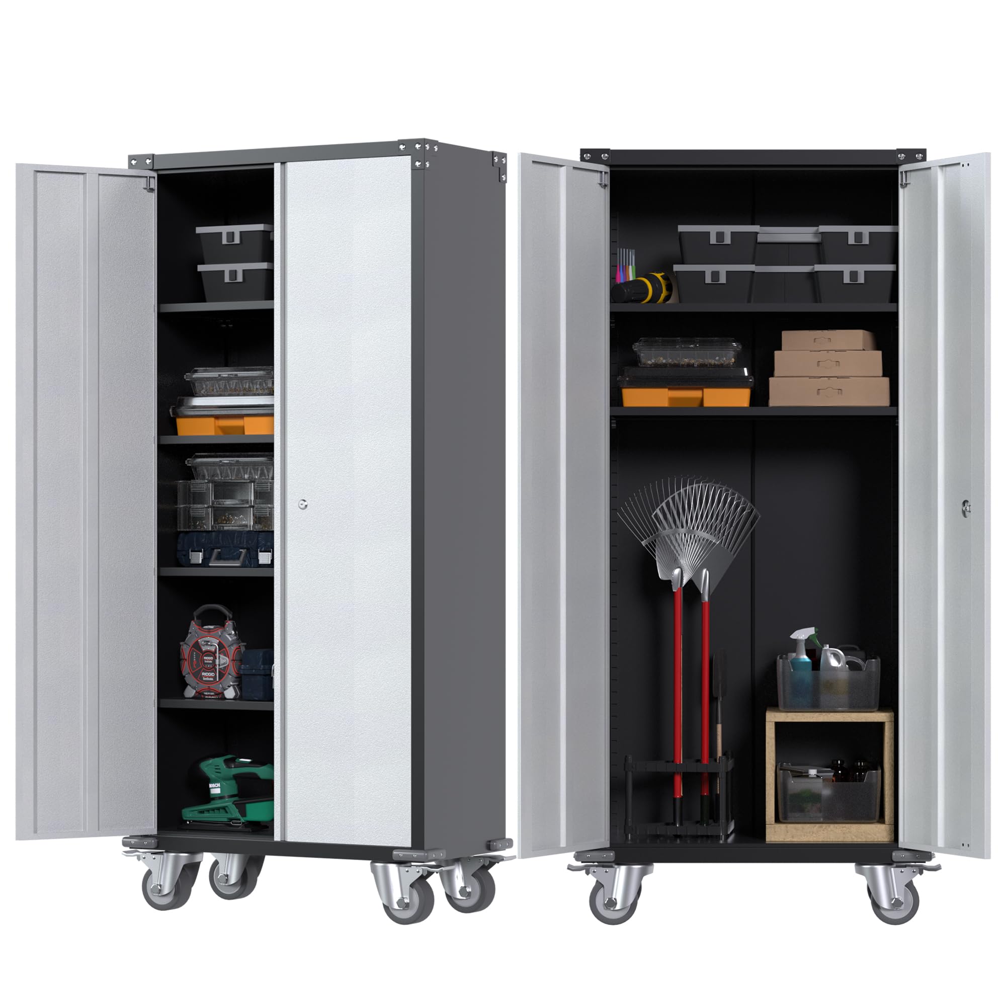 Waqiv 71'' Locking Metal Cabinet with 2 Door and 4 Adjustable Shelves ...