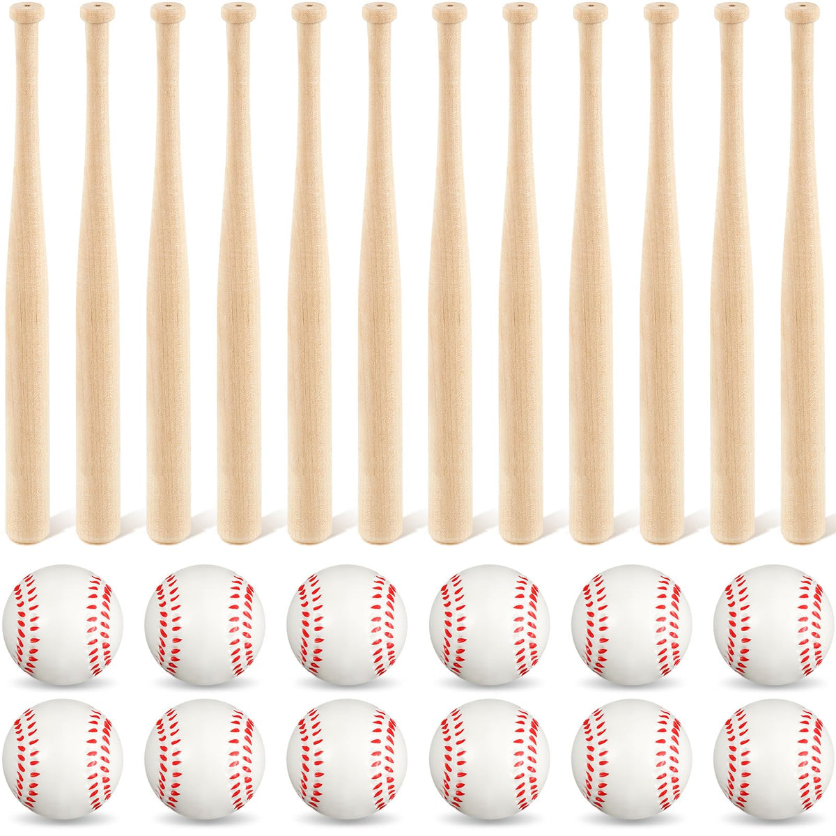 Libima 36 Pcs Mini Baseball Bats Mini Foam Sports Balls 8" Unfinished ...