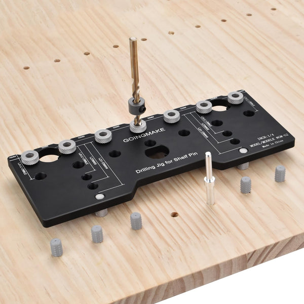 GOINGMAKE Shelf Pin Jig 1/4 Inch Aluminum Alloy Shelf Pin Drilling Jig ...