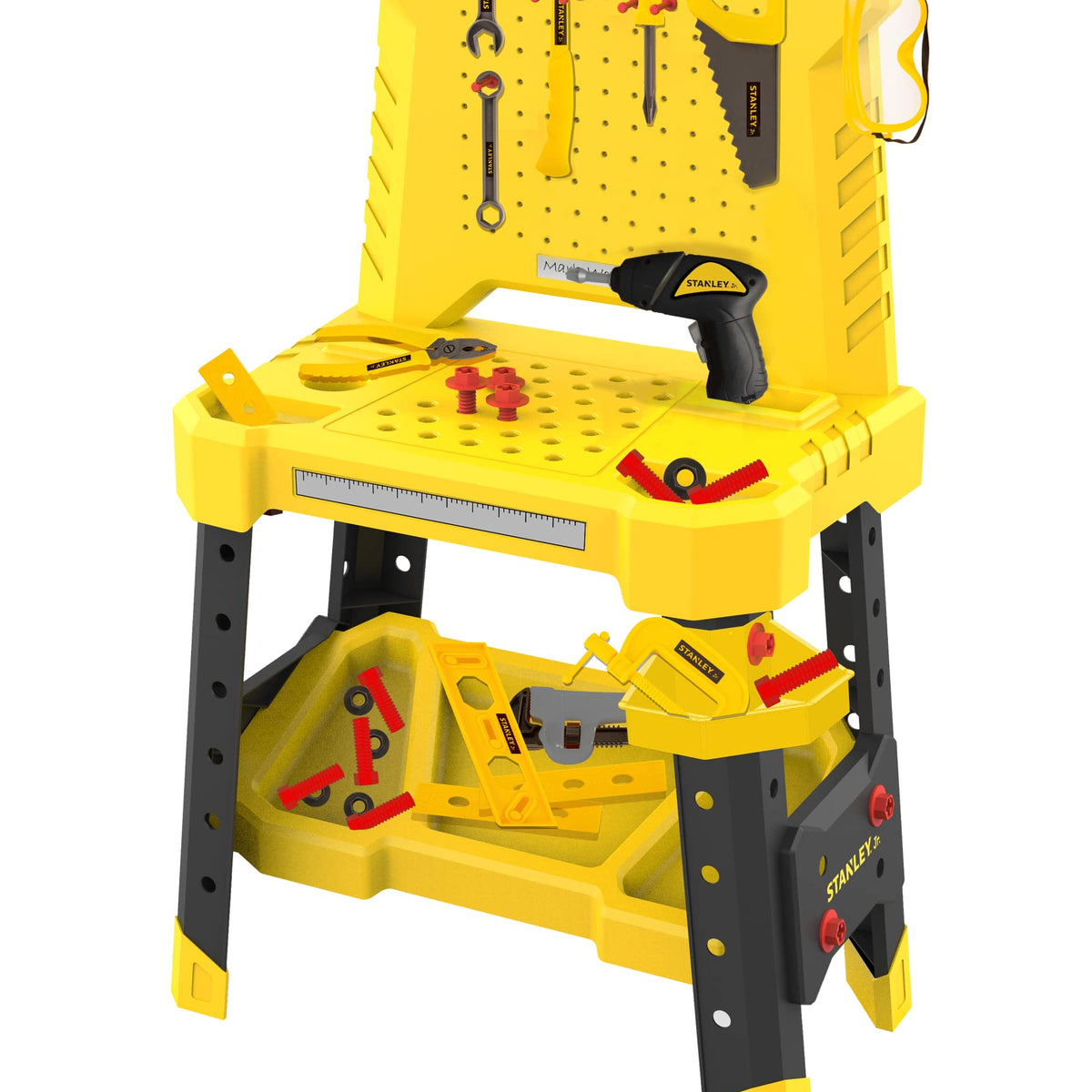 STANLEY Jr. Pretend Play Workbench & Power Drill & Toolset - 140 PCS ...
