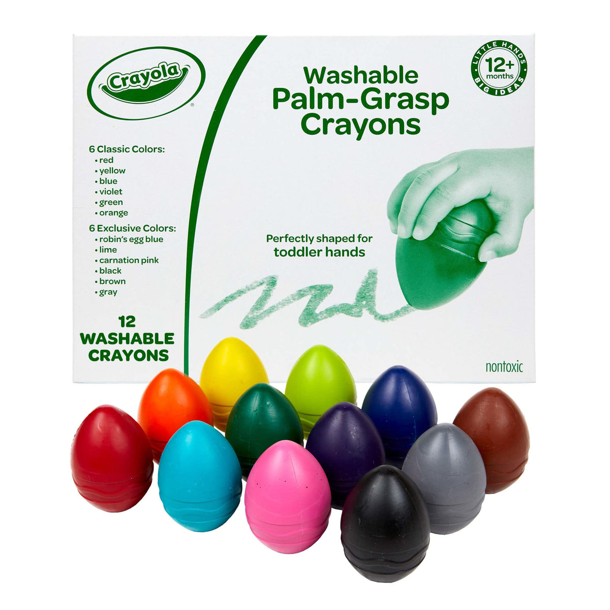 Crayola Toddler Crayons in Egg Shape (12ct), Jumbo Washable Crayons, B ...