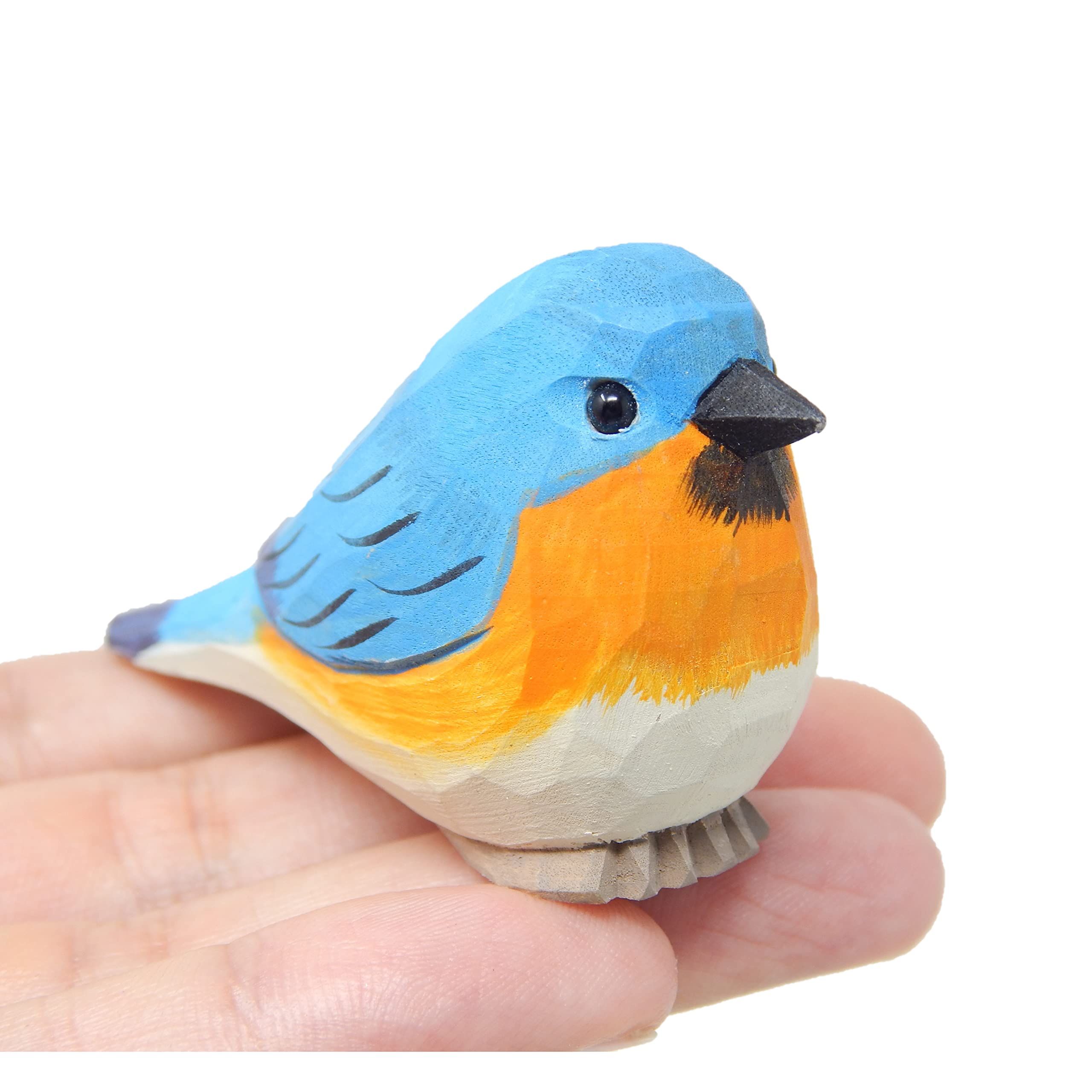 Selsela Eastern Bluebird Wood Figurine Miniature Garden Statue Bird Art ...