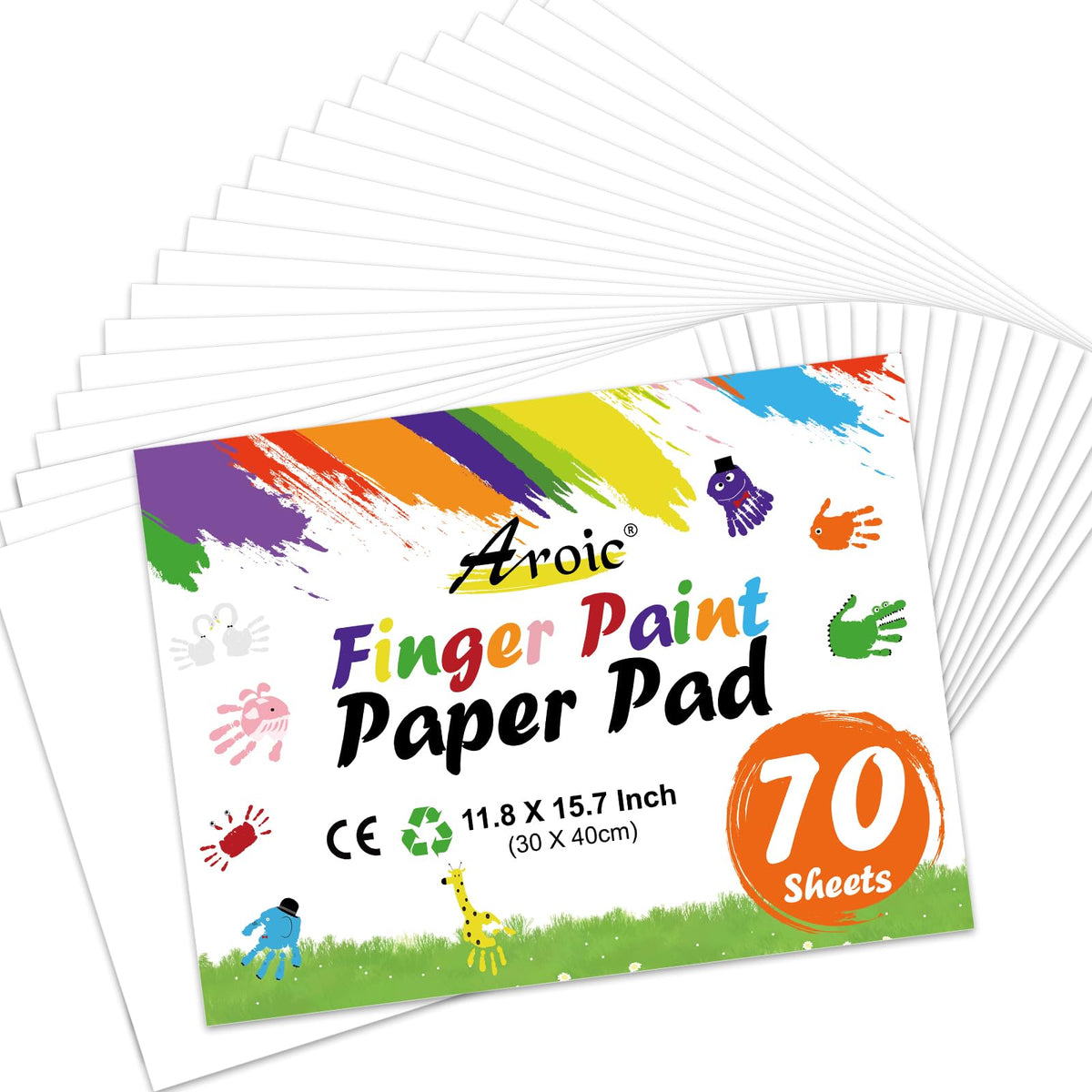 AROIC 70 Sheets Finger Paint Paper 11.8 x 15.7 inches, Paint Pad for K ...