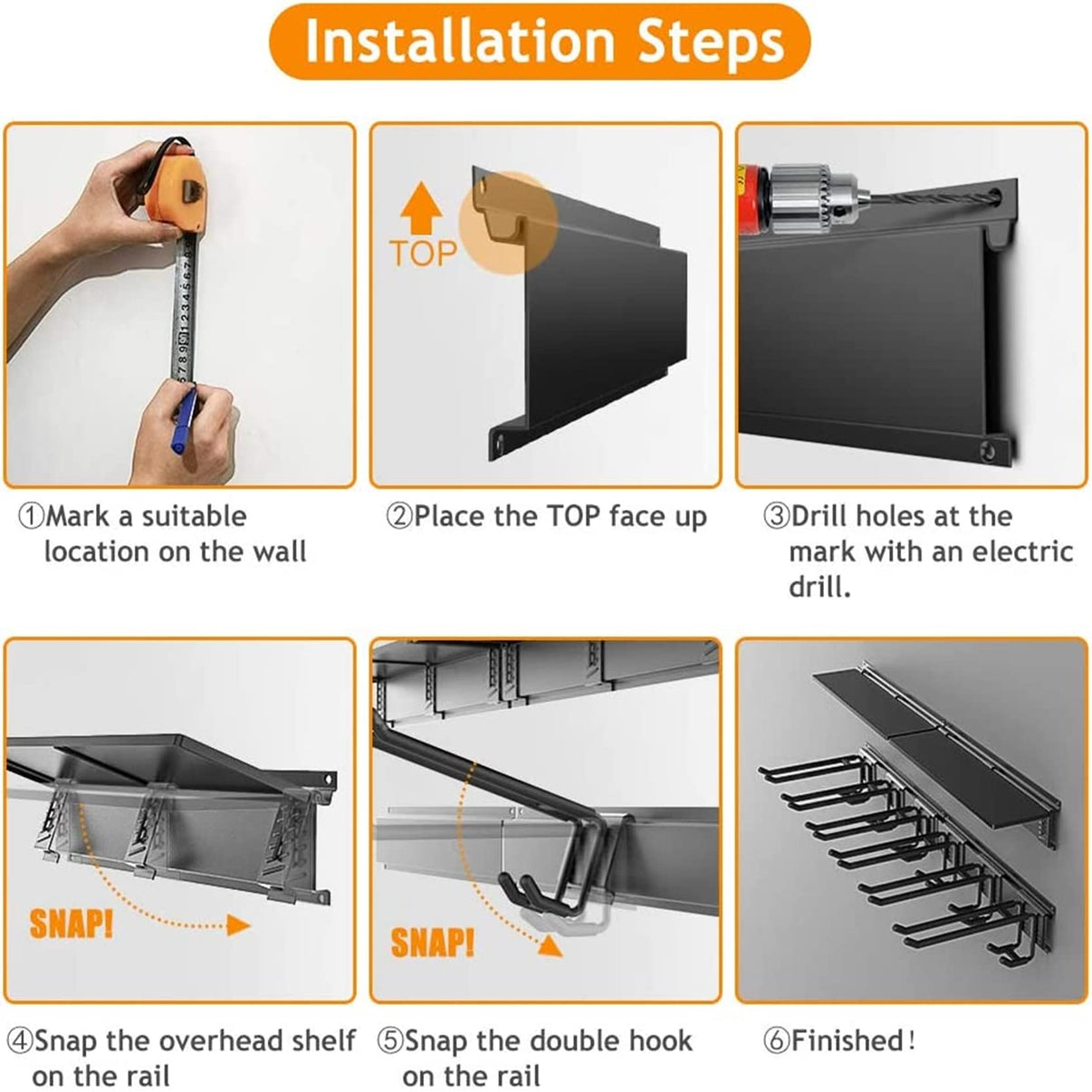 TORACK Garage Storage Organizer Systems, Wall Mount Overhead Shelving ...