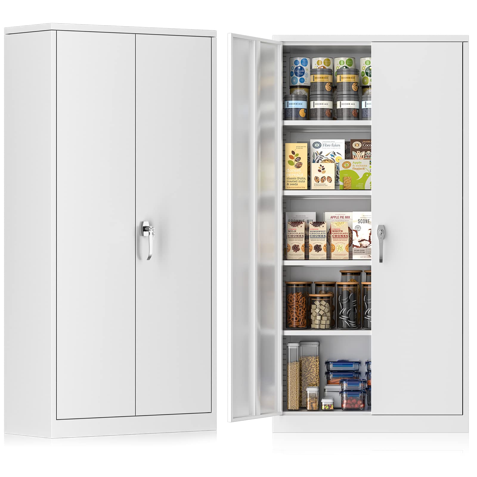 Superday Locking Metal Cabinet 72"×36"×18", Tall Storage Cabinet with 2 ...