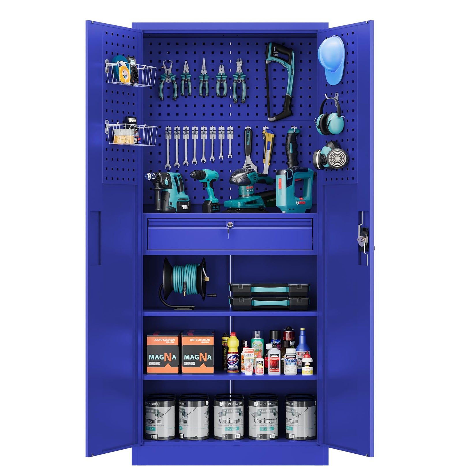 Letaya Metal Garage Tool Storage Cabinets with Pegboard, 71" Heavy Duty ...