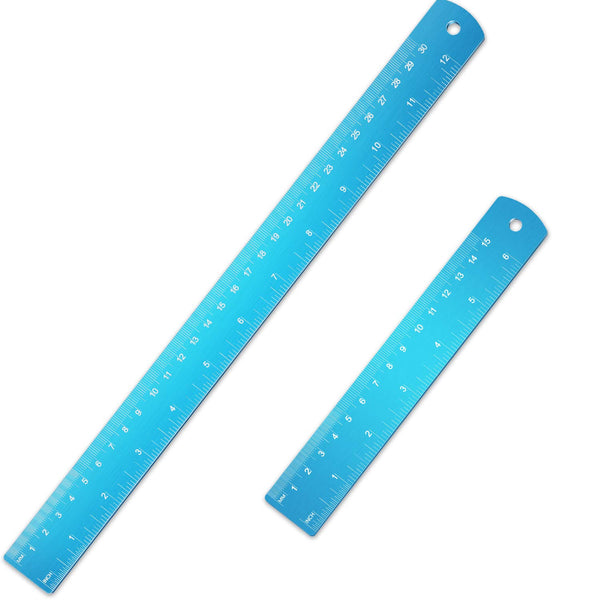 Stainless Steel Ruler and Metal Rule Kit with Conversion Table (Blue ...