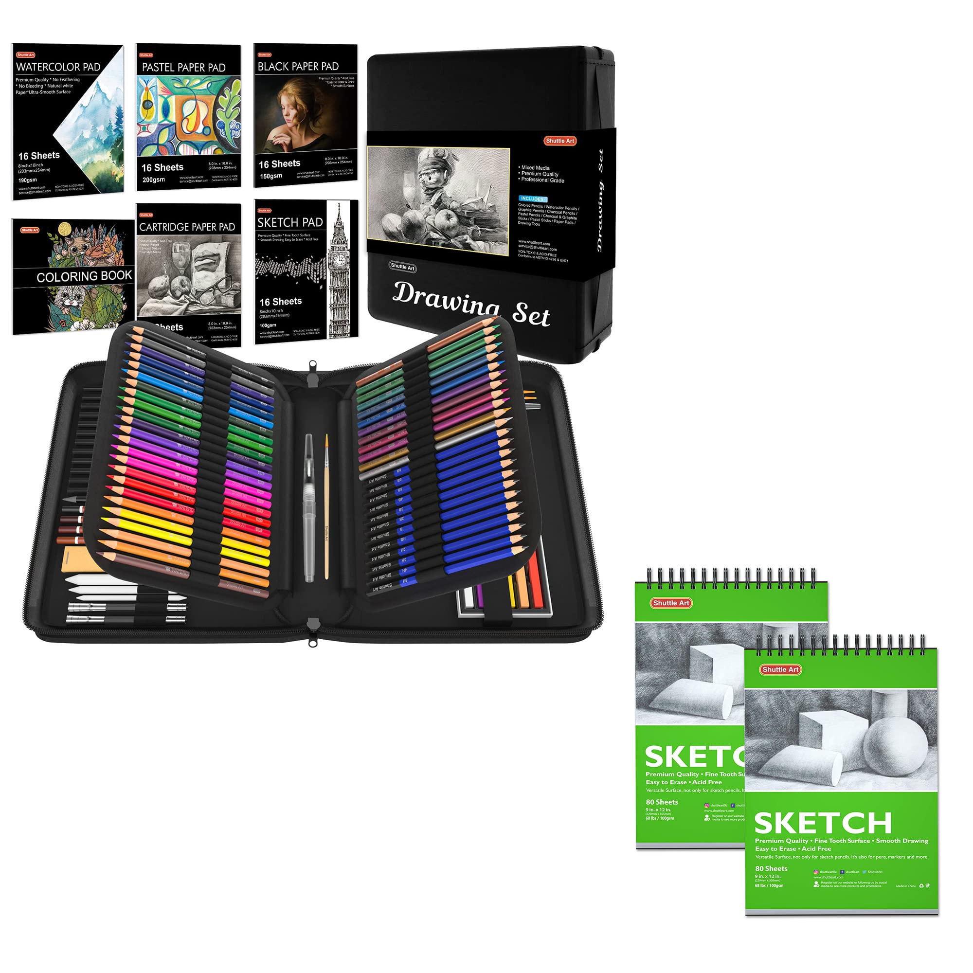Shuttle Art Drawing Kit and Sketch Pad Bundle, Set of 124 Pack ...