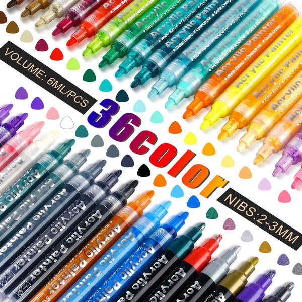 FUMILE 36 Colors Acrylic Paint Pen Markers, Acrylic Paint Markers for ...