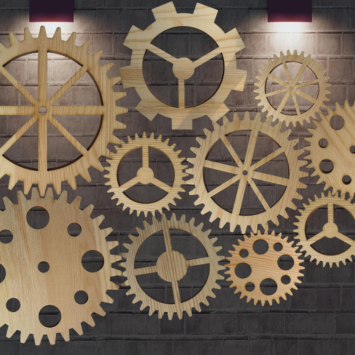 10Pcs Wooden Gear Industrial Vintage Wooden Gear Decorations Wooden Ge ...