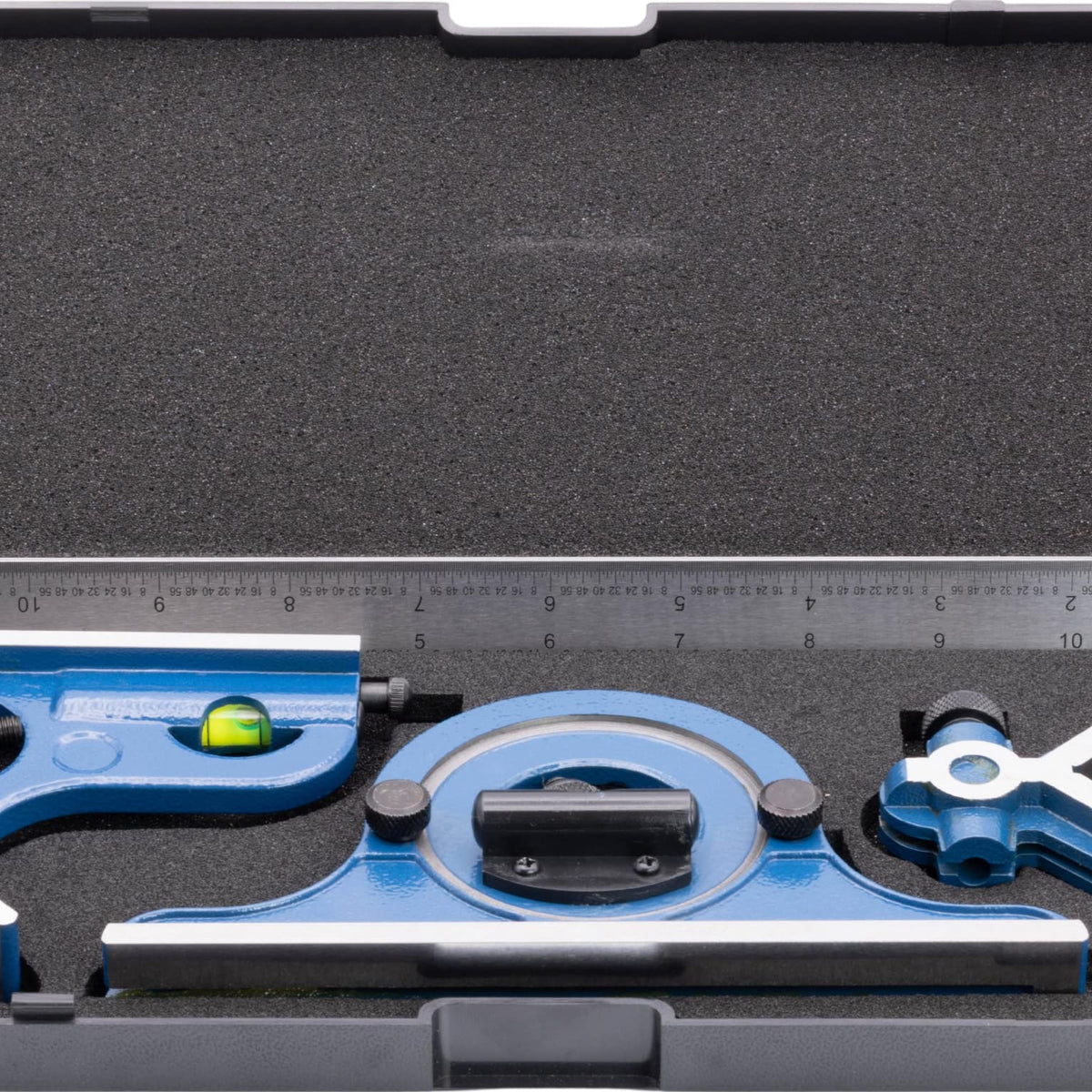 4 pc 12" Machinist Combination Square Set, Includes Square Head, Cente ...