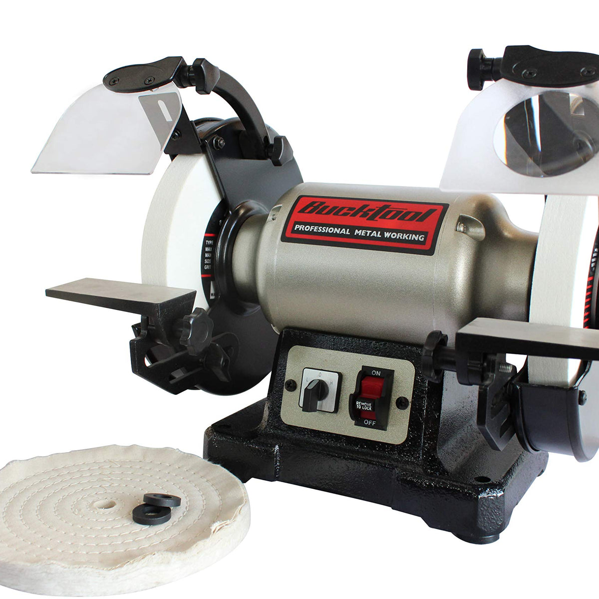 BUCKTOOL 8 inch Dual Speed Bench Grinder & Buffer, Professional Low Hi ...