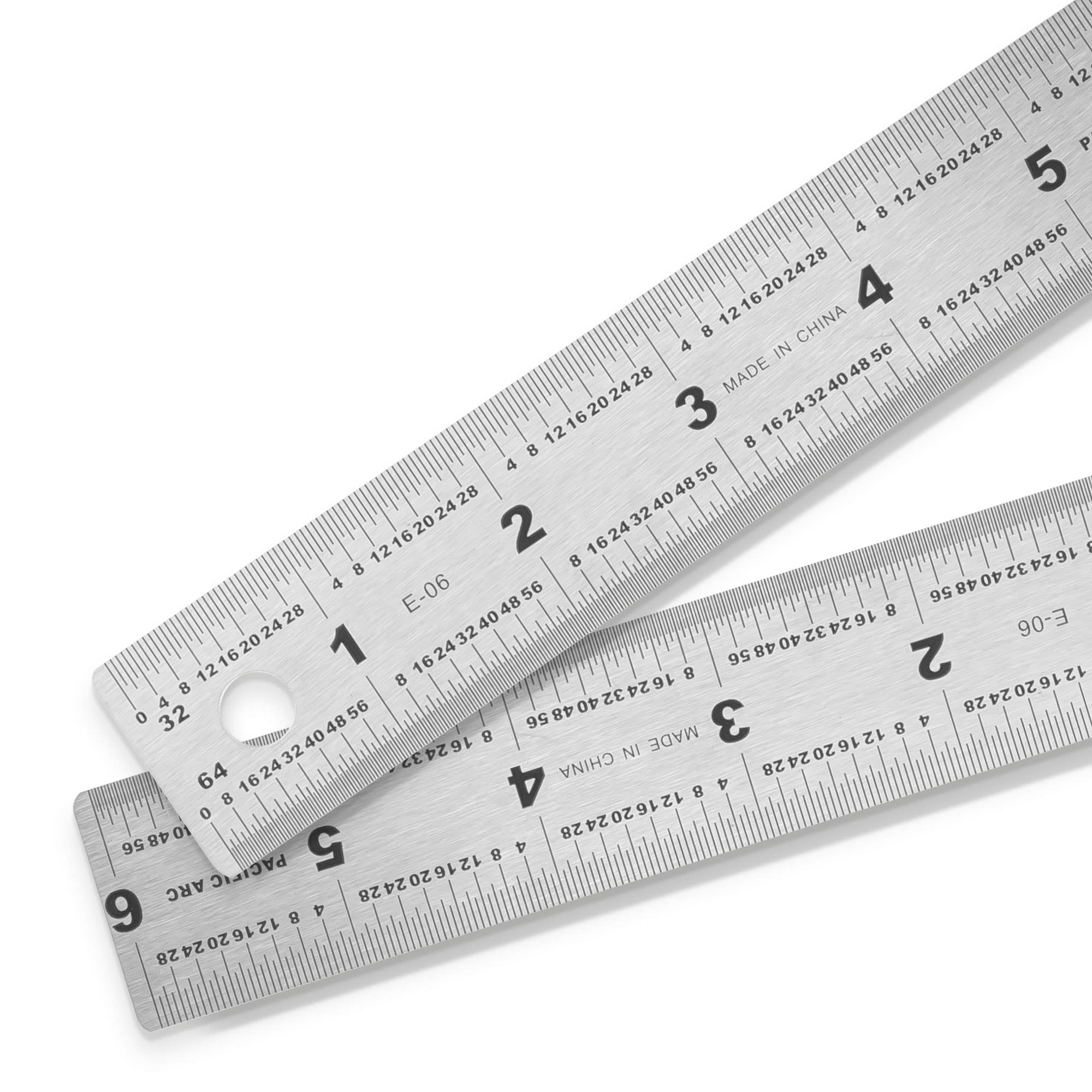 6" Stainless Steel Ruler with Non-Skid Cork Backing: 32 & 64 divisions ...