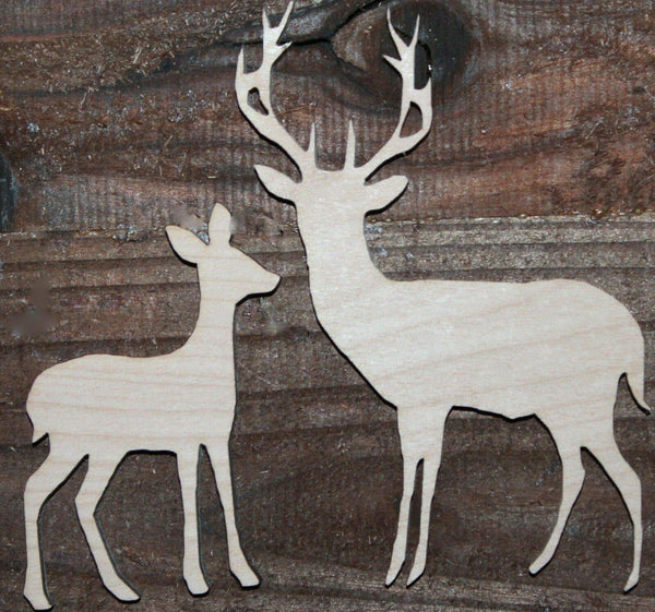 SET of Deer Buck Doe Unfinished Wood Cutout Cut Out Shapes Ready to Pa ...