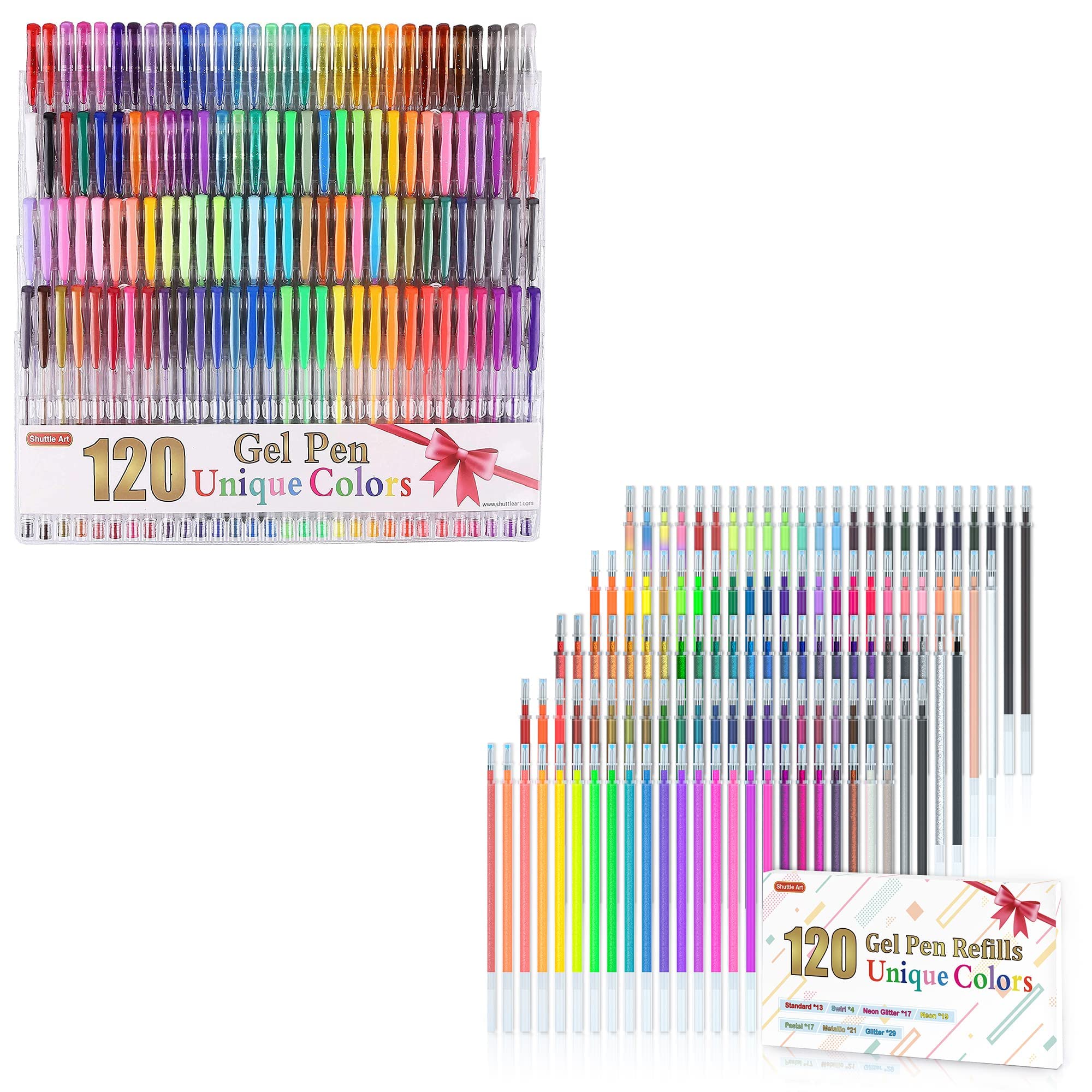 Shuttle Art Gel Pens Bundle, 120 Unique Colors (No Duplicates) Gel Pens ...