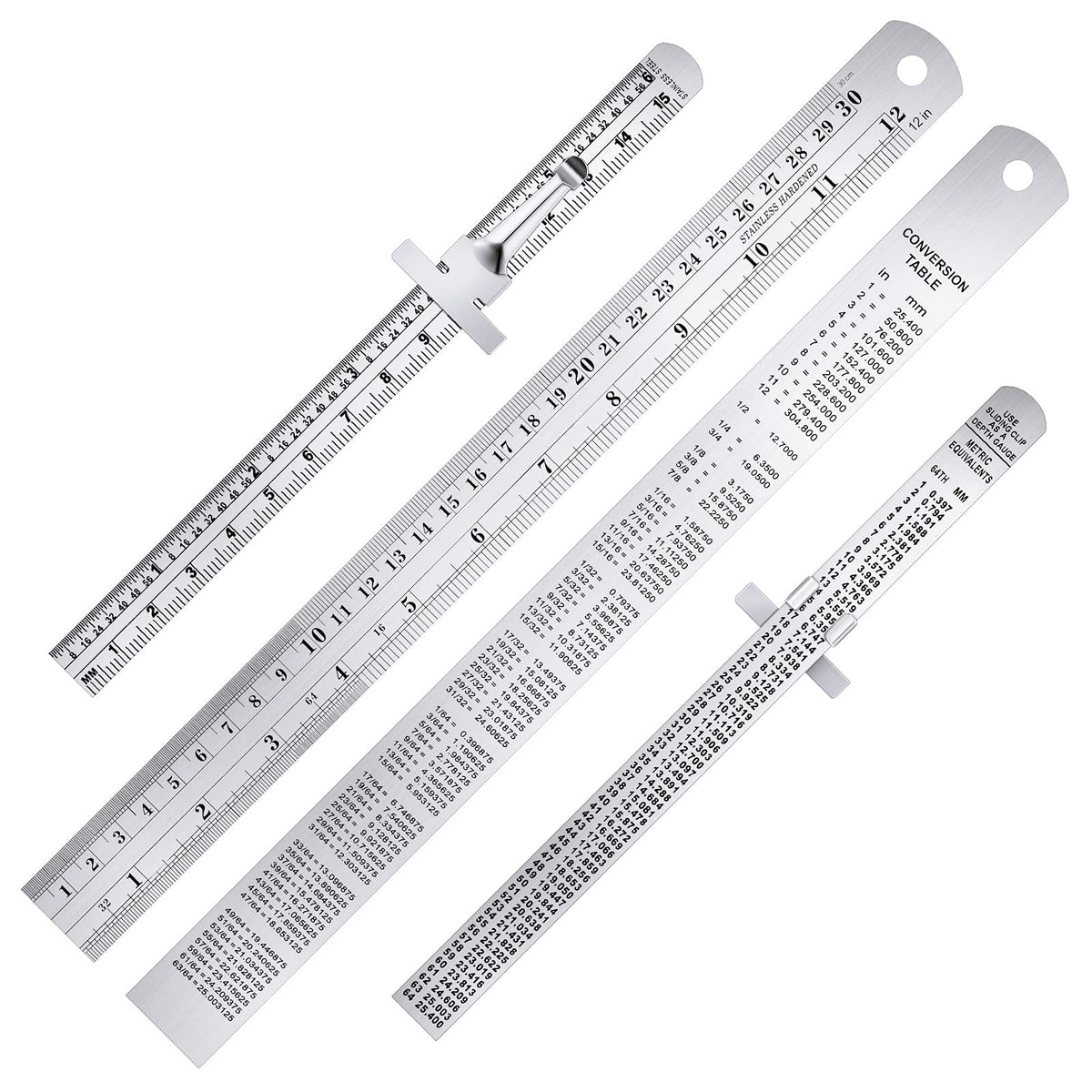 Pocket Ruler 6 Inch and 12 Inch Metal Rulers with Inch and Metric Grad ...