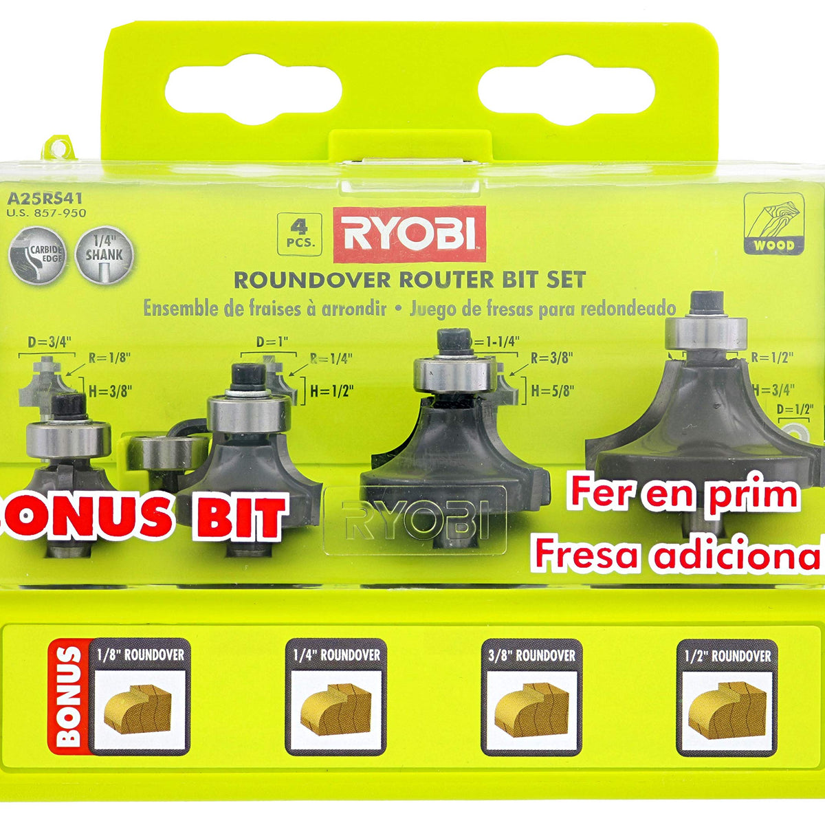 Ryobi A25RS41 4-Piece Roundover Router Bit Set – WoodArtSupply