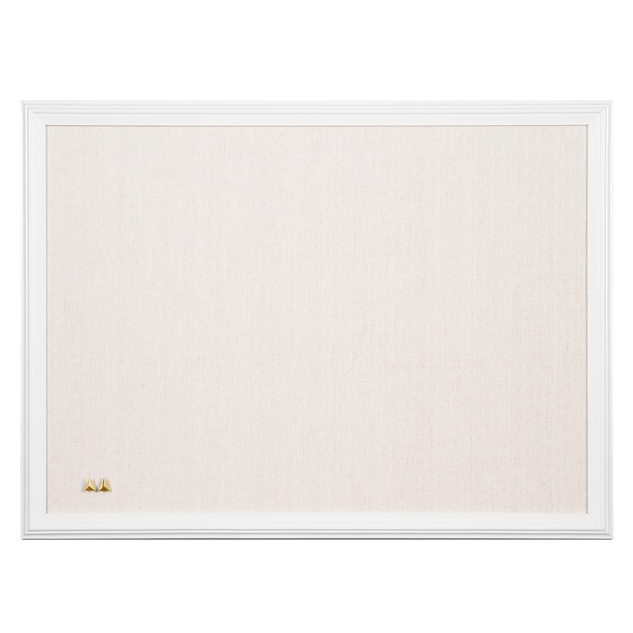 U Brands Farmhouse Linen Bulletin Board, 23"x17", White Wood Style ...